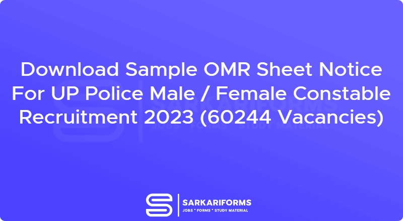 Download Sample OMR Sheet Notice For UP Police Male / Female Constable ...