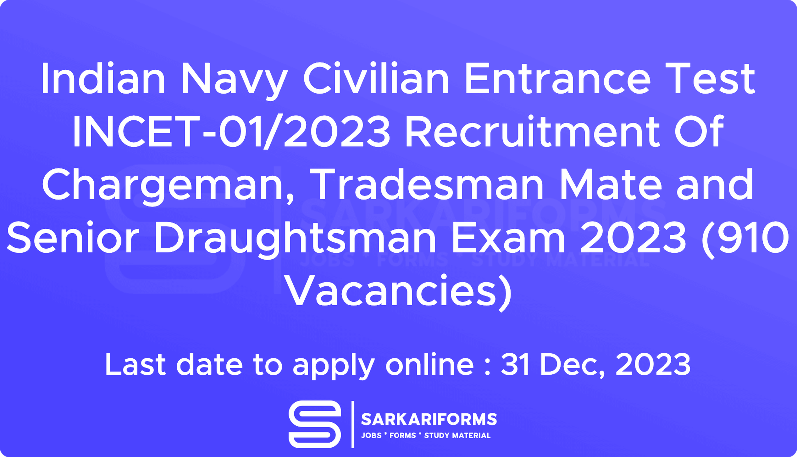 Indian Navy Civilian Chargemen, Sr Draughtsman & Tradesman Mate ...