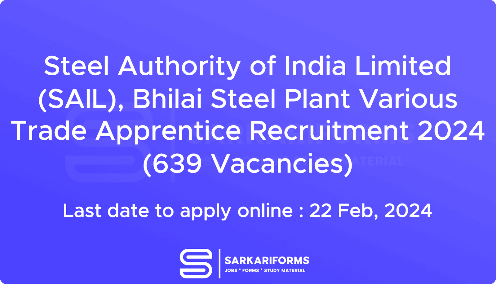 Steel Authority of India Limited (SAIL), Bhilai Steel Plant Various ...