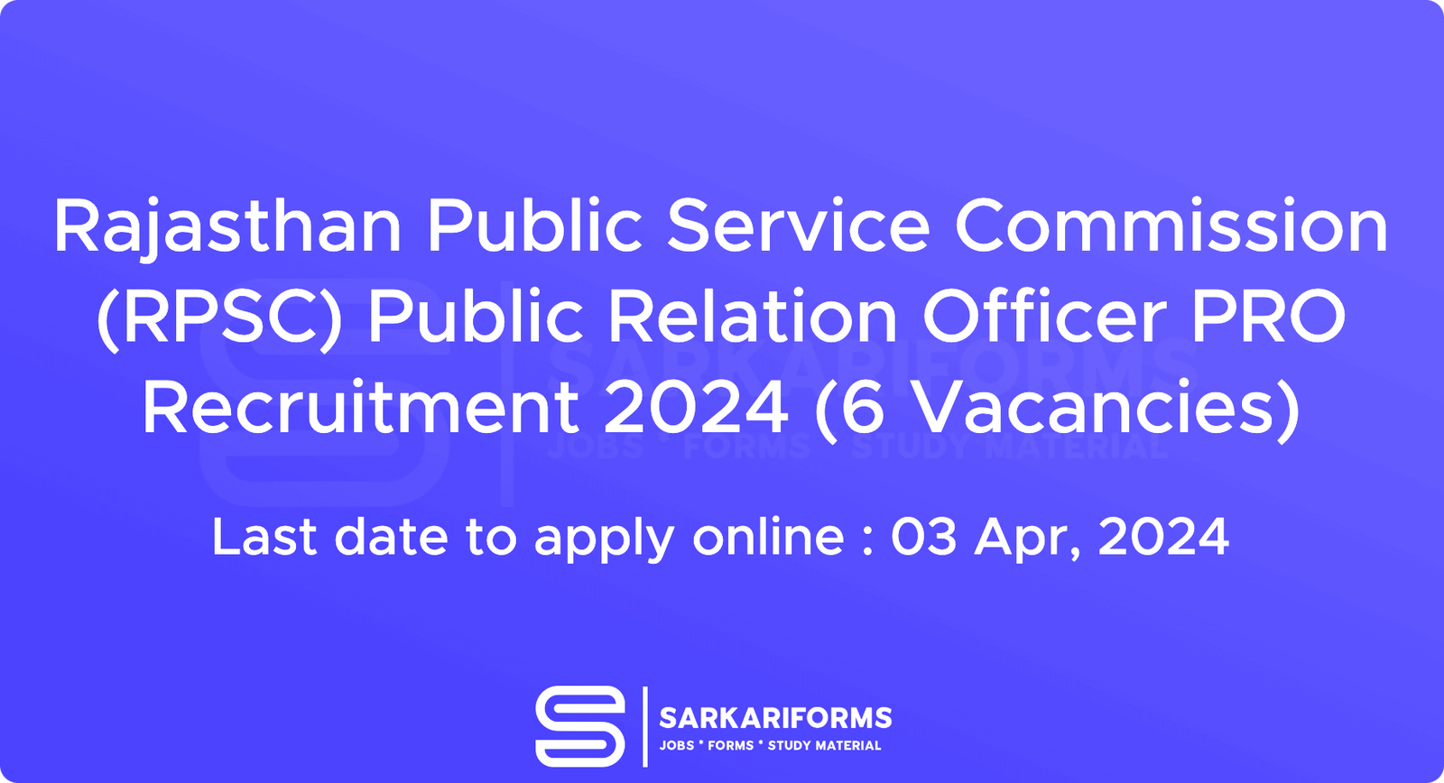 Rajasthan Public Service Commission (RPSC) Public Relation Officer PRO ...
