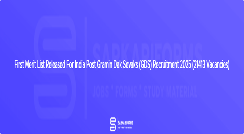 First Merit List Released For India Post Gramin Dak Sevaks (GDS ...